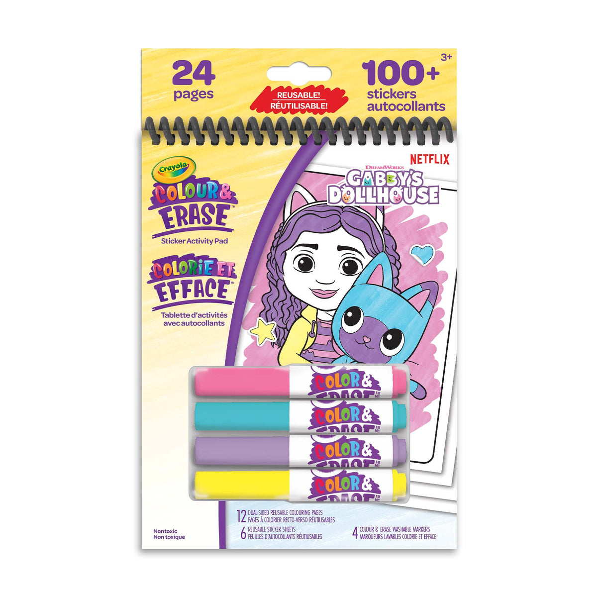 Crayola Colour & Erase Reusable Sticker Activity Pad, Gabby's Dollhous ...
